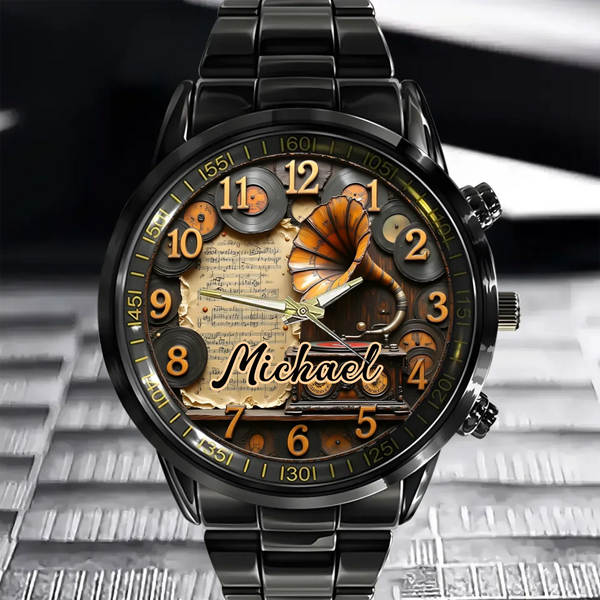 Vintage Phonograph Customized Watch – Personalized Name – Joliny