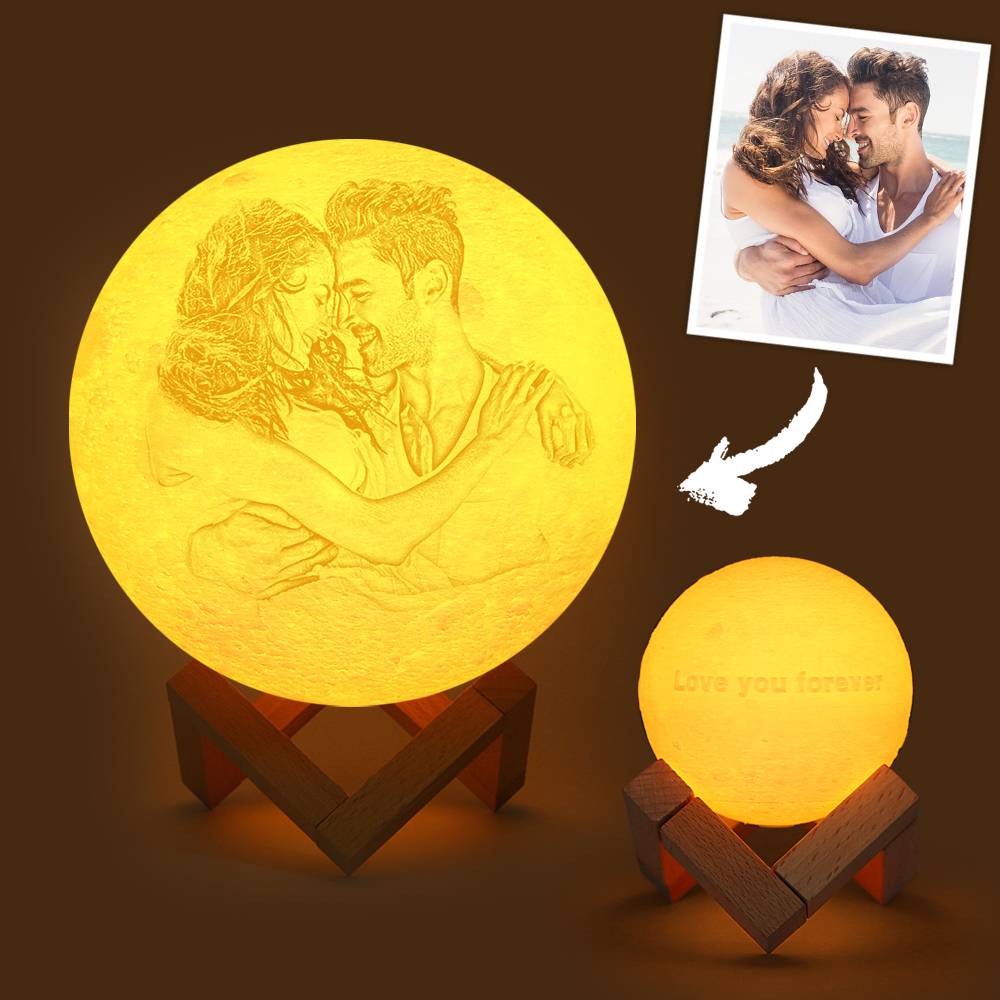Custom Photo & Text Moon Lamp Luna Night Light – Personalized Birthday ...
