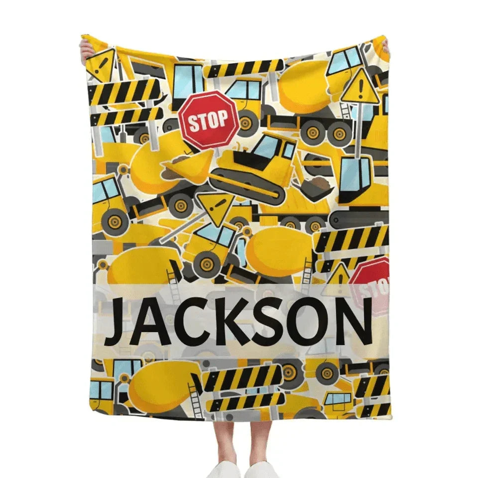 Personalized Construction Truck Blanket with Name – Joliny